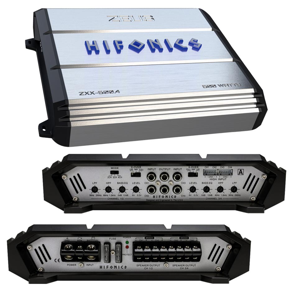 Hifonics ZXX-600.4 600W Peak Zeus Series Class-A/B 4-Channel 2-Ohm Sta ...